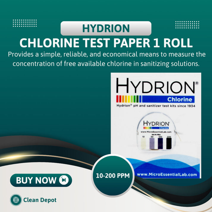 Hydrion Chlorine Test Strips 10 - 200 ppm 1 Roll – Clean Depot