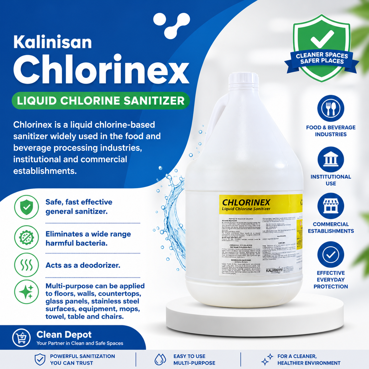 Chlorinex Sanitizer 1 Gallon | Food-Grade Disinfectant | Multi-Purpose ...