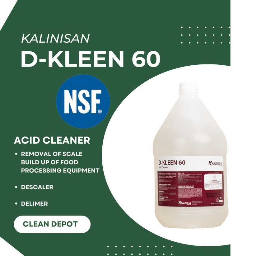Kalinisan D-Kleen 60 / NLGC Acid Cleaner Descaler Delimer 1 Gallon (3 ...